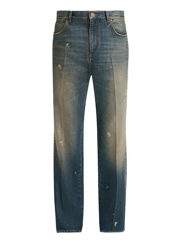 Amiri Ma Fit Star Studded-trim Jeans - Blue Multi