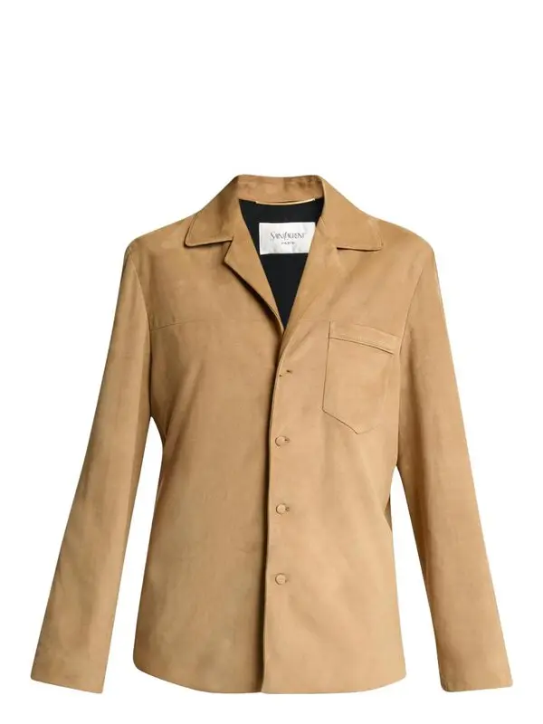 Saint Laurent Suede Pajama Shirt Jacket - Tabac