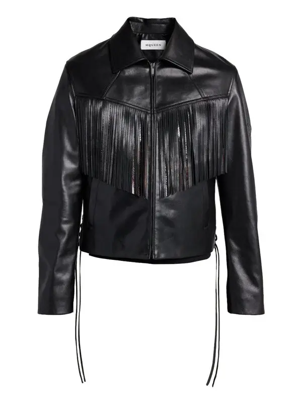 Alexander McQueen Western Fringe-trim Leather Jacket - Black