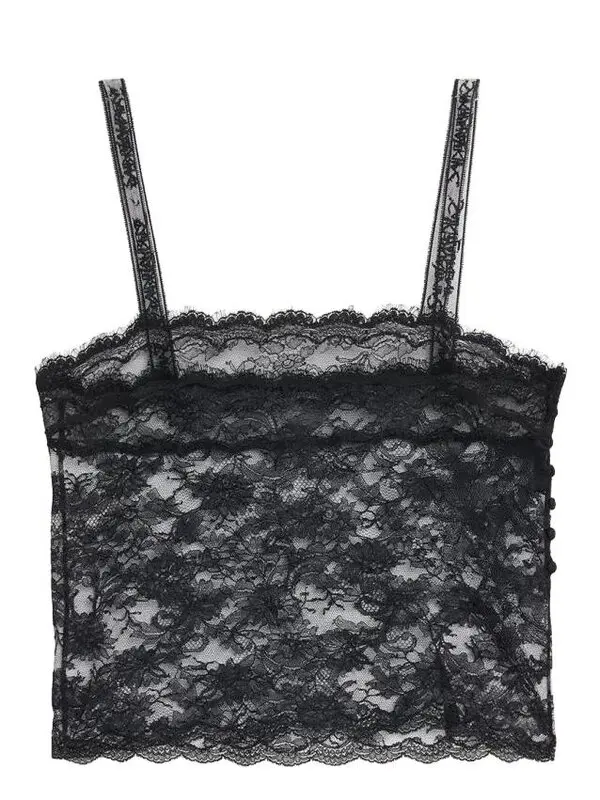 Saint Laurent Sleeveless Sheer Lace Lingerie Cami Top - Nero