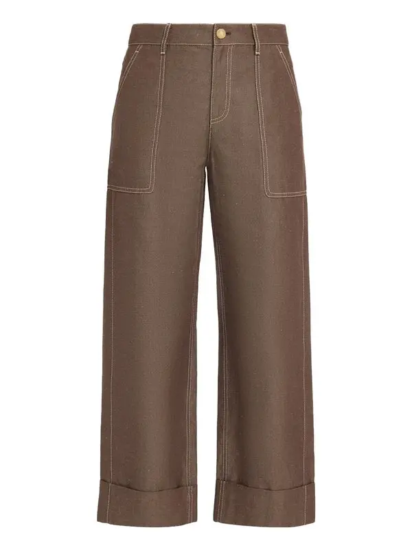 Lafayette 148 New York Highline Cuffed Linen-cotton Ankle Pants - Root