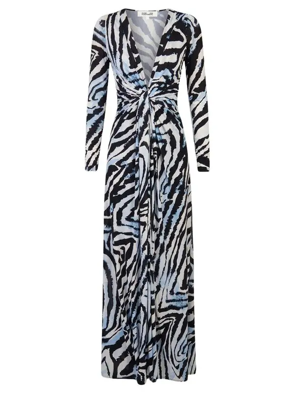Diane Von Furstenberg Sasha Animal-print Plunging Jersey Maxi Dress - Zebra