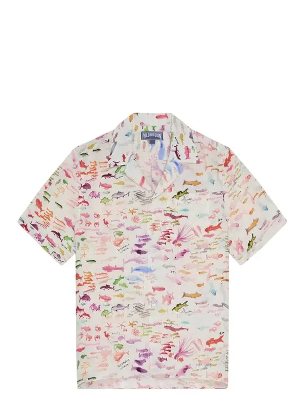 Vilebrequin X Fabrice Hyber Pescador Linen Camp Shirt - Paper