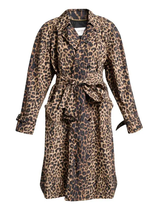 Saint Laurent Print Nylon Trench Coat - Leopard
