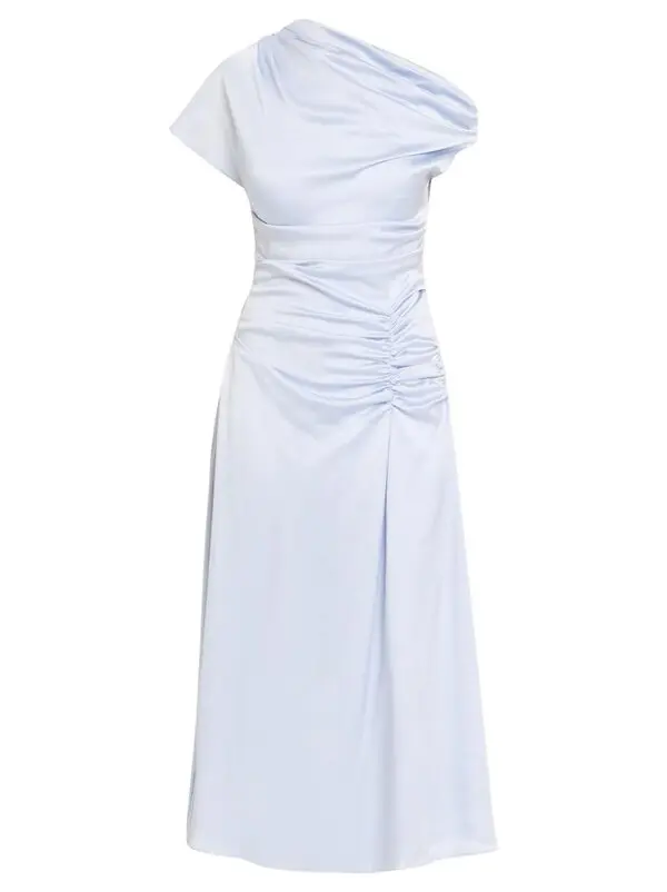 Simkhai Joanna Asymmetric Satin Midi Dress - Periwinkle