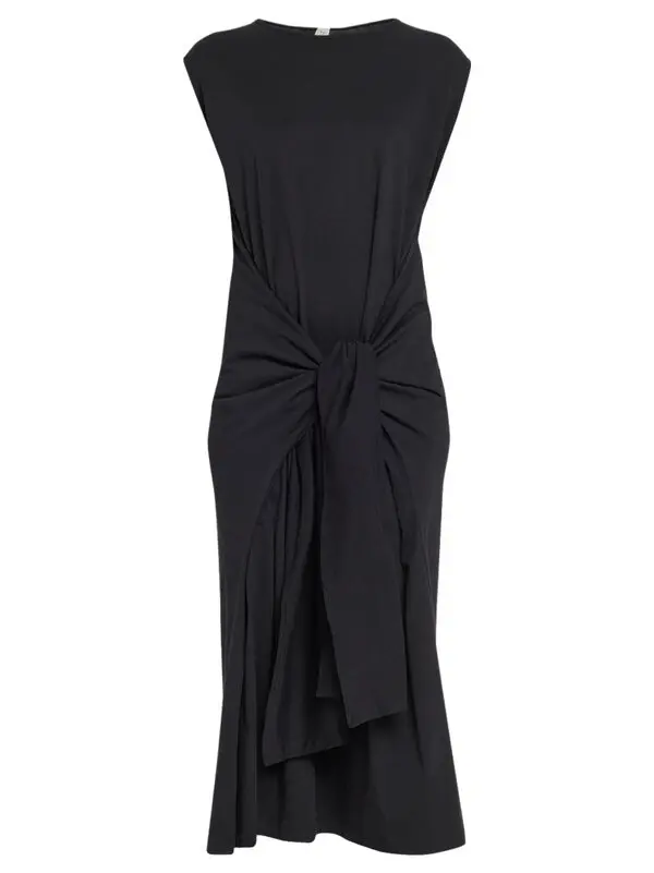 TOTEME Tie-waist Cotton Jersey Dress - Black