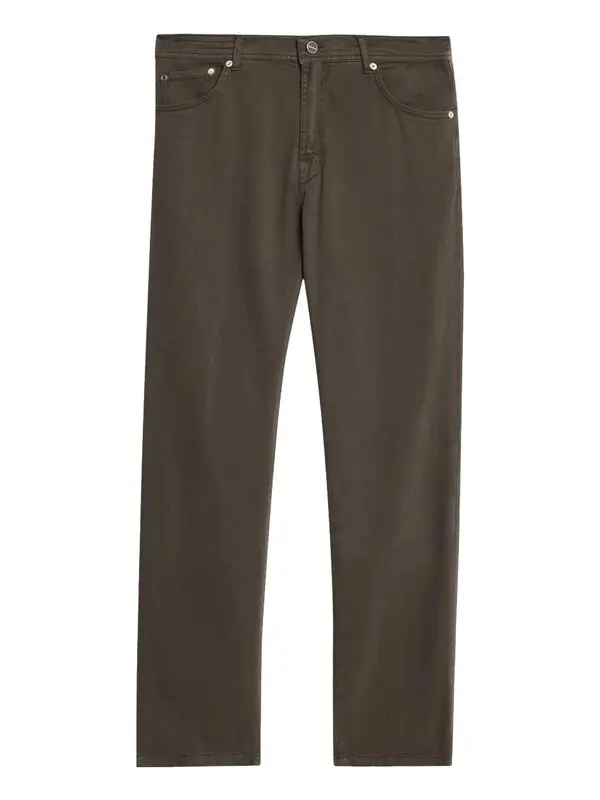 Kiton Cotton And Cashmere Stretch Slim Straight Five-pocket Pants - Midnight/d