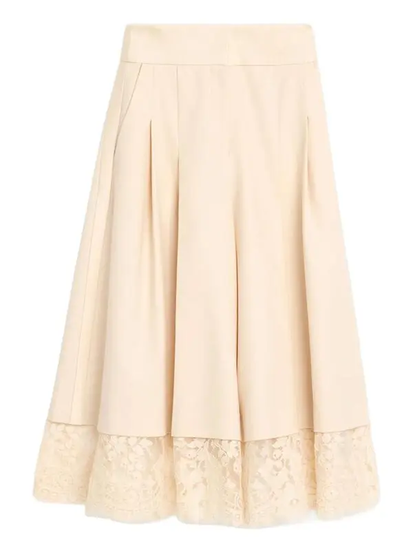 Zimmermann Valiant Lace-hem Stretch-wool Skirt - Cream