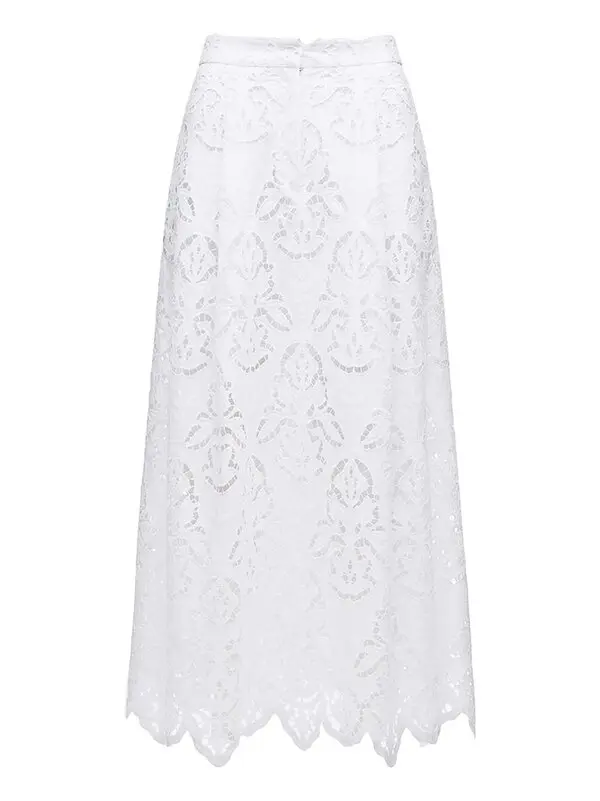 TOCCIN Stacy Embroidered Midi Skirt - Optic