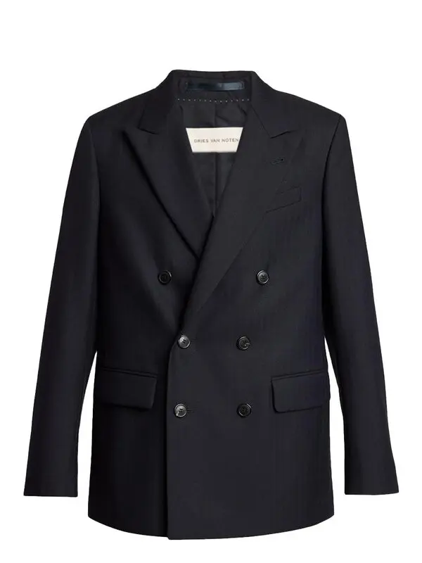 Dries Van Noten Buforden Double-breasted Wool Jacket - Navy