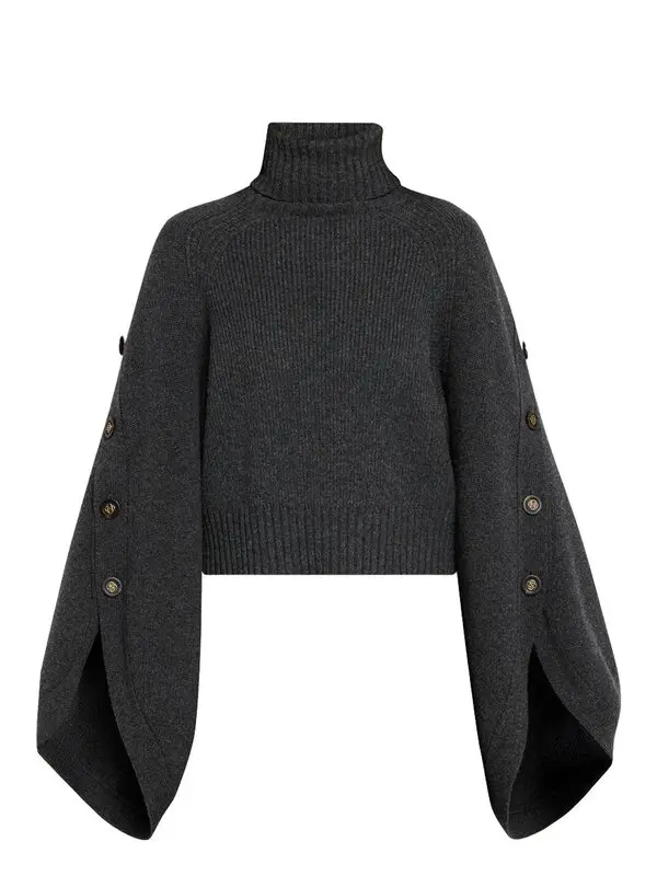 Zimmermann Valiant Buttoned Turtleneck Sweater - Graphite