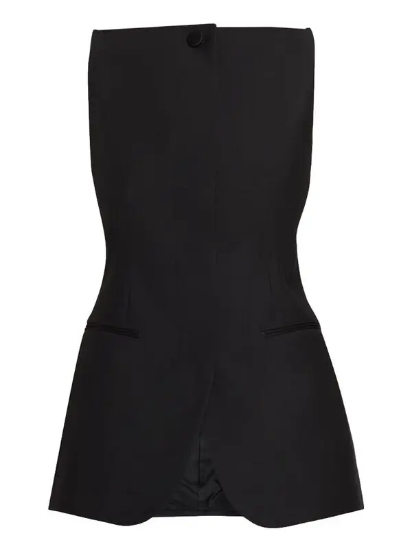Brioni High-neck Satin Wool Single-breasted Vest - Black