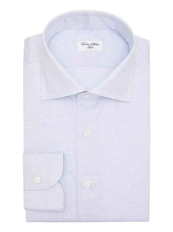 Cesare Attolini Micro-dot Cotton Dress Shirt - Light Blue