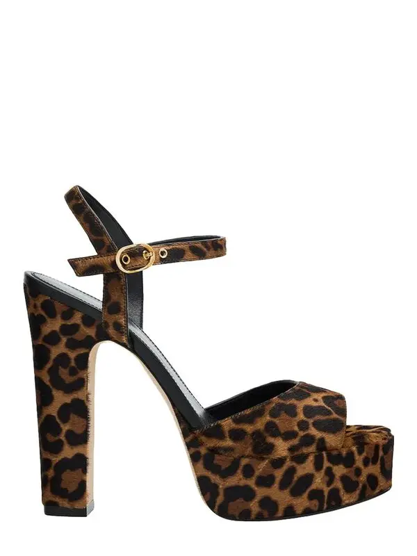 STUART WEITZMAN 130mm Reade -printed Calf Hair Platform Sandals - Leopard