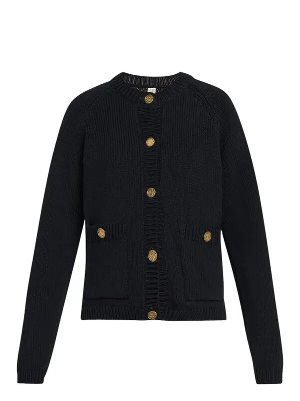 TOTEME Hammered Button Knit Cardigan - Black