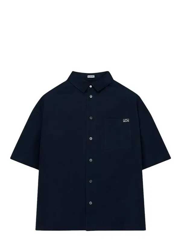 Loewe Short-sleeve Heavy Cotton Button-front Shirt - Dark Navy