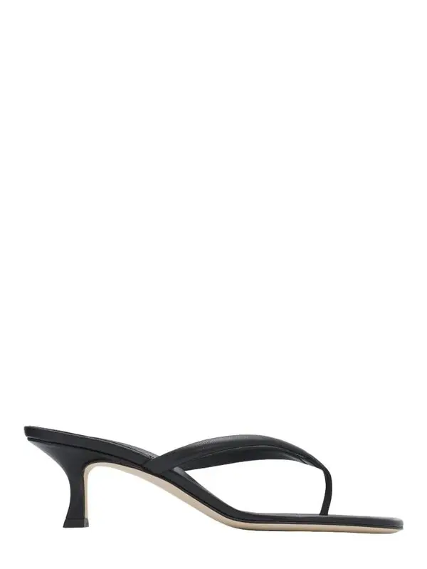 Manolo Blahnik 50mm Paterno Leather Thong Sandals - Black