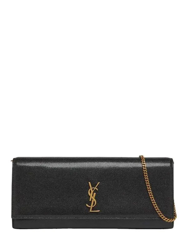 Saint Laurent Kate Pebbled Leather Clutch Bag - Nero