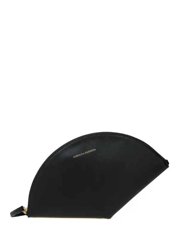 Carolina Herrera Consuelo Fan-shaped Leather Clutch Bag - Black