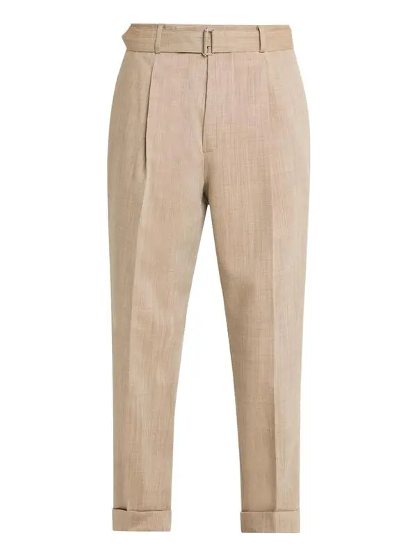 Officine Générale Hugo Heathered Wool Belted Trousers - Heather Be