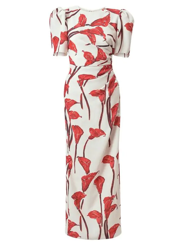 Carolina Herrera Calla Lily Ankle Length Dress - Ceramic Multi