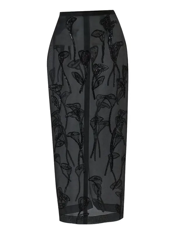Carolina Herrera Embellished Silk Maxi Skirt - Black