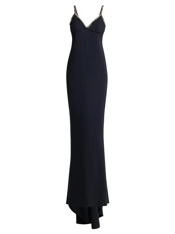 Stella McCartney Embellished V-neck Trumpet Gown - Black