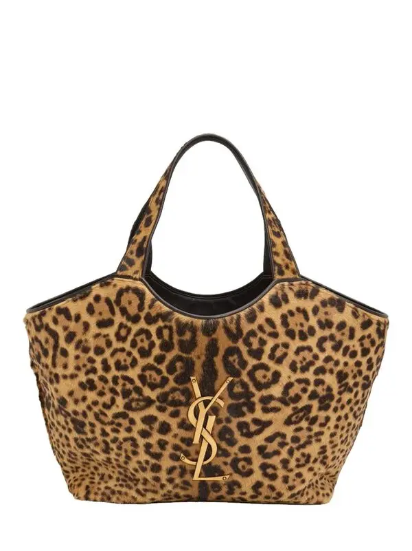 Saint Laurent Icare Medium Calf Hair Tote Bag - Leopard