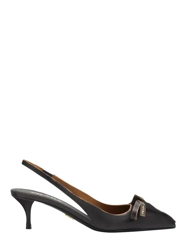 Prada 55mm Brushed Leather Slingback Pumps - Cuoio