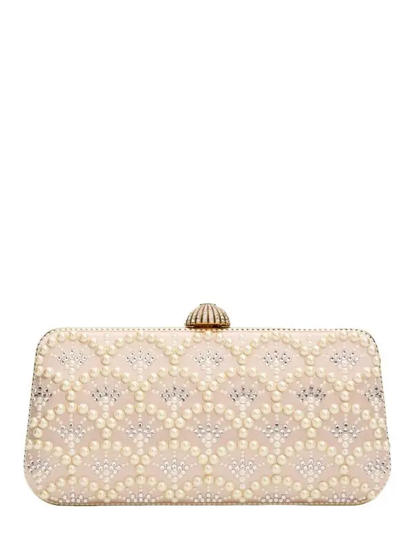 Valentino Garavani Carry Secrets Rhinestone & Pearly Stud Satin Clutch Bag - Multicolor
