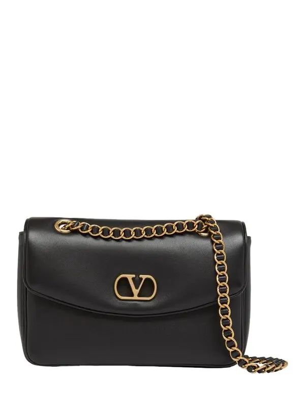 Valentino Garavani Medium Leather Vlogo Shoulder Bag - Nero