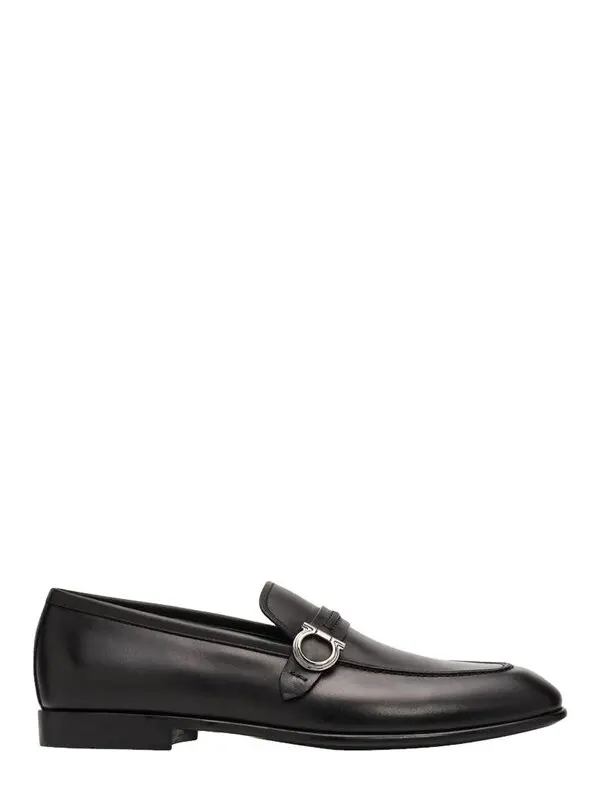 FERRAGAMO Terence Calfskin Gancini Saddle-strap Loafers - Nero