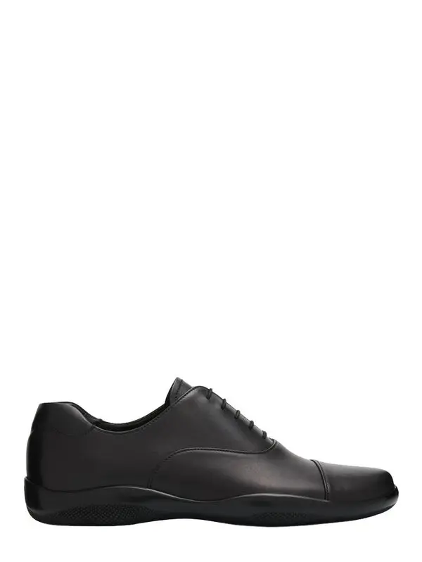 Prada Toblach Leather Cap-toe Derby Shoes - Nero