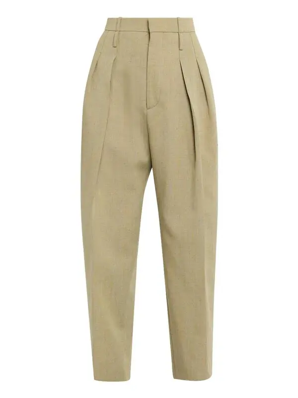 Bottega Veneta Double-pleated Wool Straight-leg Trousers - Green
