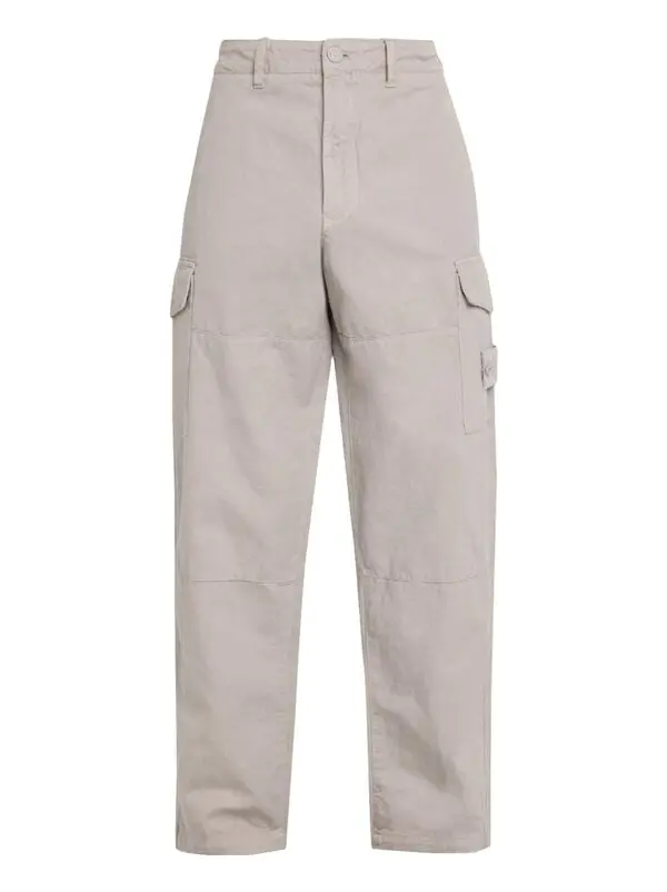 Stone Island Cotton And Linen Cargo Pants - Grey