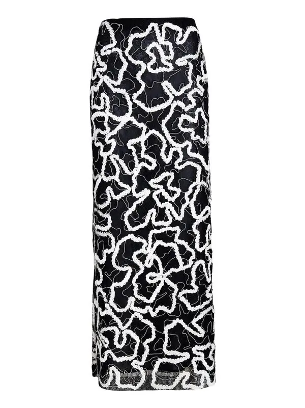 Proenza Schouler Maite Embroidered Column Maxi Skirt - White Multi