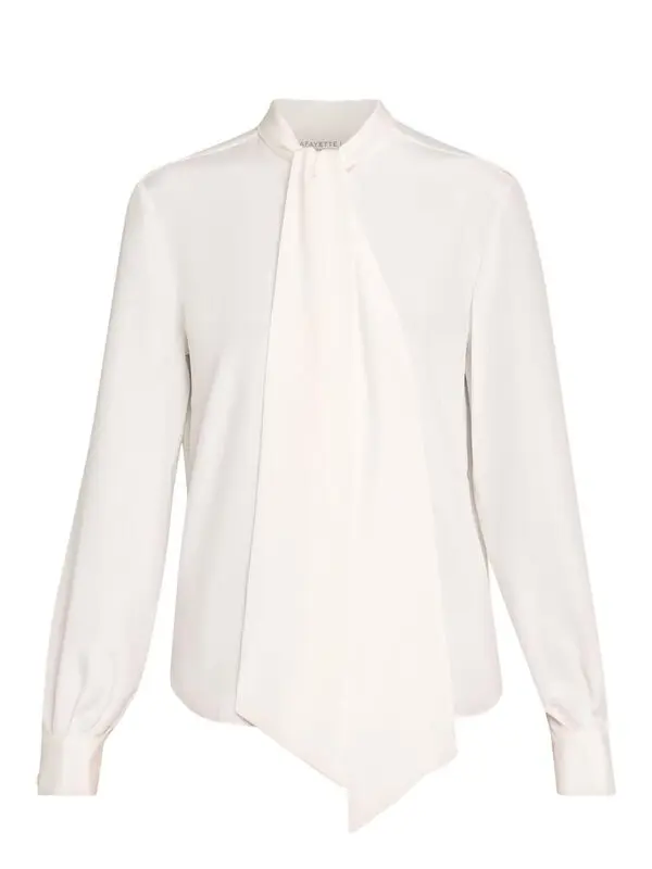 Lafayette 148 New York Tie-neck Silk Georgette Blouse - Cloud