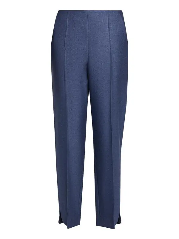 Giorgio Armani Silk Straight-leg Ankle Slit Trousers - Medium Blue