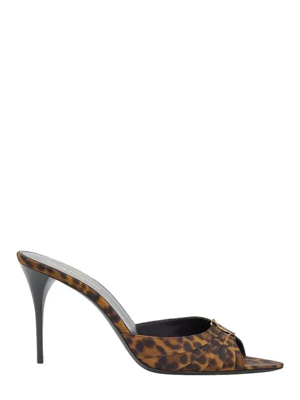 Saint Laurent 90mm Grosgrain Mule Pumps - Leopard