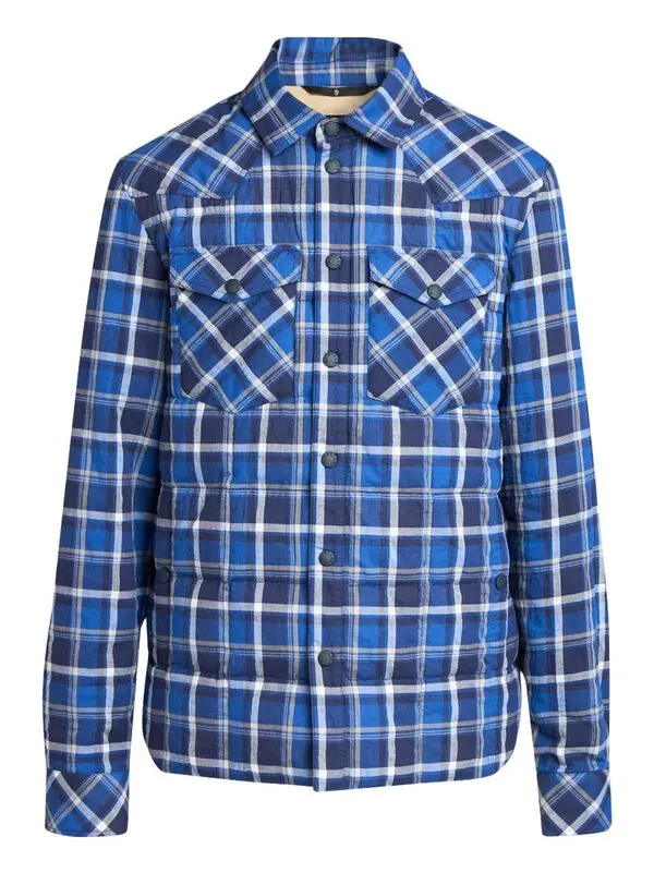 Moncler Plaid Snap-front Shirt Jacket - Medium Blu