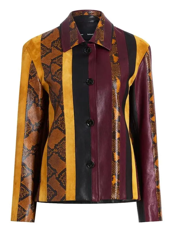 Proenza Schouler Sirine Striped Leather Jacket - Gold Multi