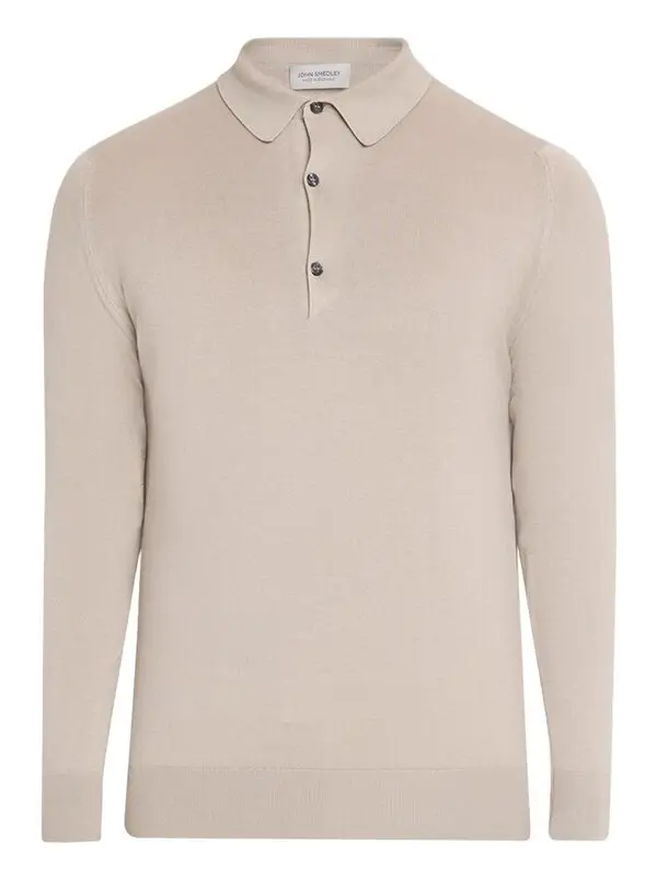 John Smedley Solid Long-sleeve Polo Shirt - Parchment