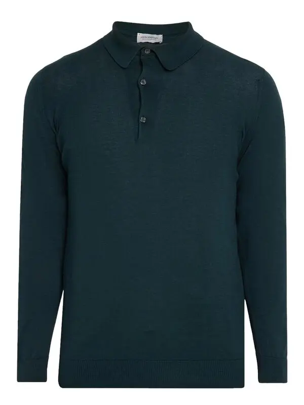 John Smedley Solid Long-sleeve Polo Shirt - Rainforest