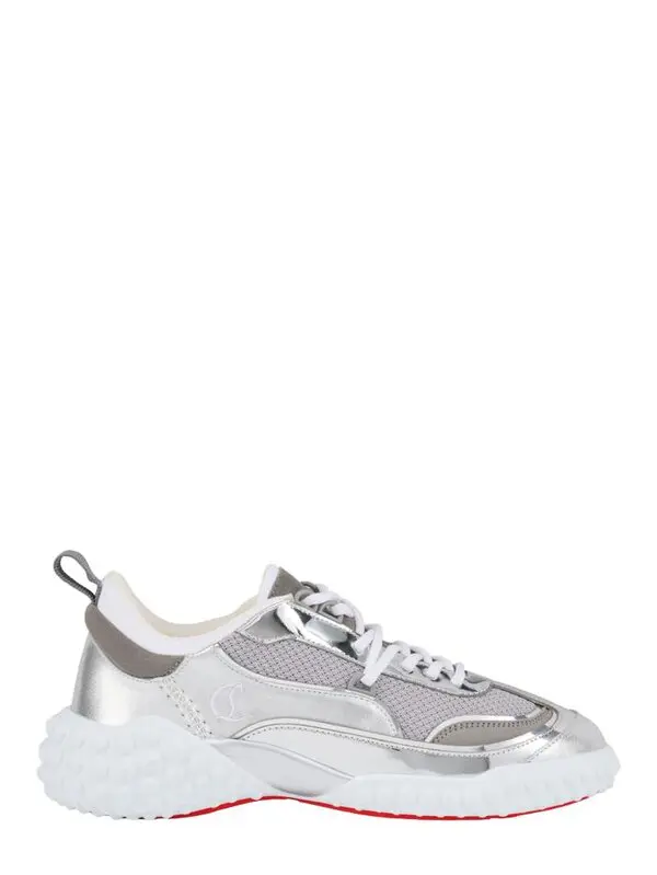 CHRISTIAN LOUBOUTIN Mara Mixed Leather Runner Sneakers - Silver