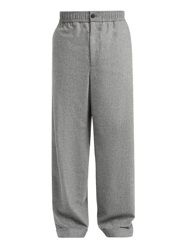 Giorgio Armani Stretch Wool-cashmere Straight-leg Trousers - Light Grey