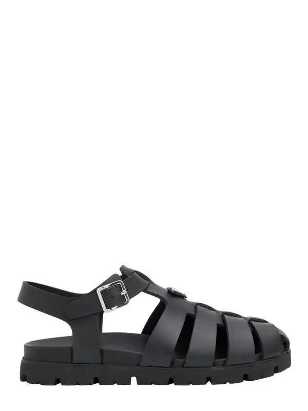 Prada Soft Cage Rubber Fisherman Sandals - Nero