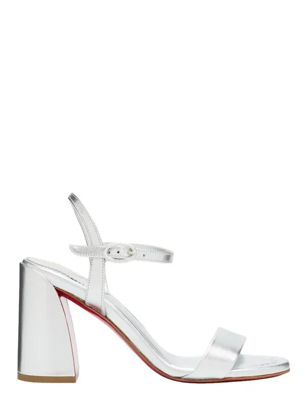 CHRISTIAN LOUBOUTIN 85mm Jane Metallic Leather Ankle-strap Sandals - Silver