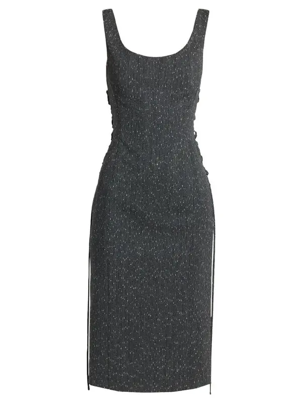 Alexander McQueen Sleeveless Laced Sheath Dress - Grey