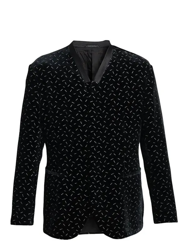 Giorgio Armani Stamped Silk-blend Velvet Blazer - Black