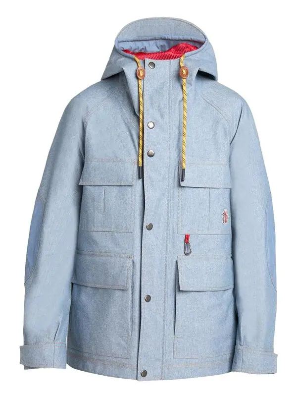 Moncler Hooded Cargo Pocket Jacket With Clip - Medium Blue